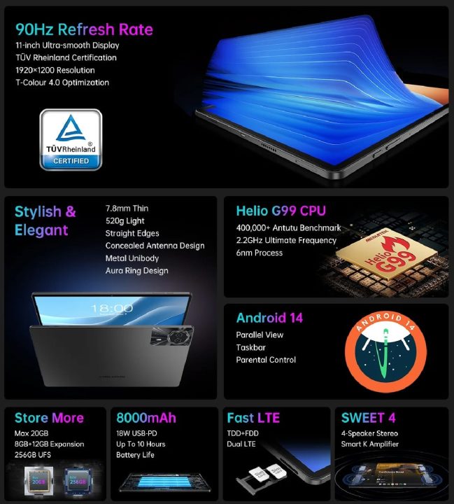 Teclast T50 Max, new tablet with 11" display and Android 14