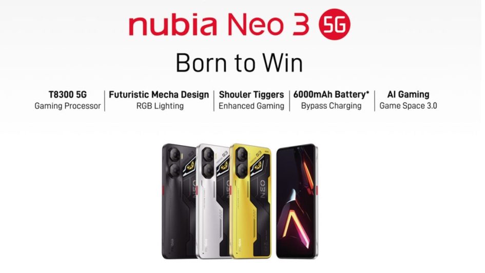 nubia Neo 3 5G new mid-range for gamers featuring the UNISOC T8300