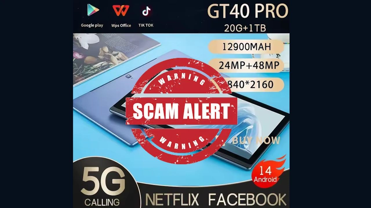 New tablet scam on AliExpress, GT60 Pro, GT40 Pro, S10 Pro, Pad 7 ...